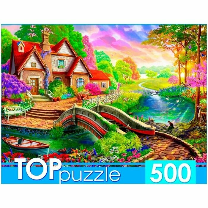 Пазл Рыжий кот "Волшебный домик у моста", 500 деталей, от 9 лет (Ф500-7013)
