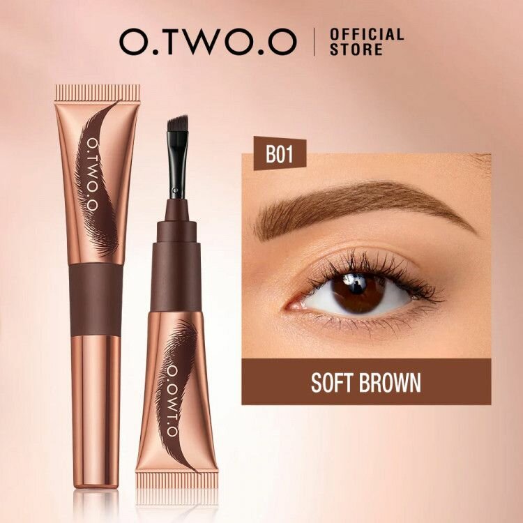 Гель для бровей O.TWO.O водостойкий 01 Soft Brown (светло-коричневый)