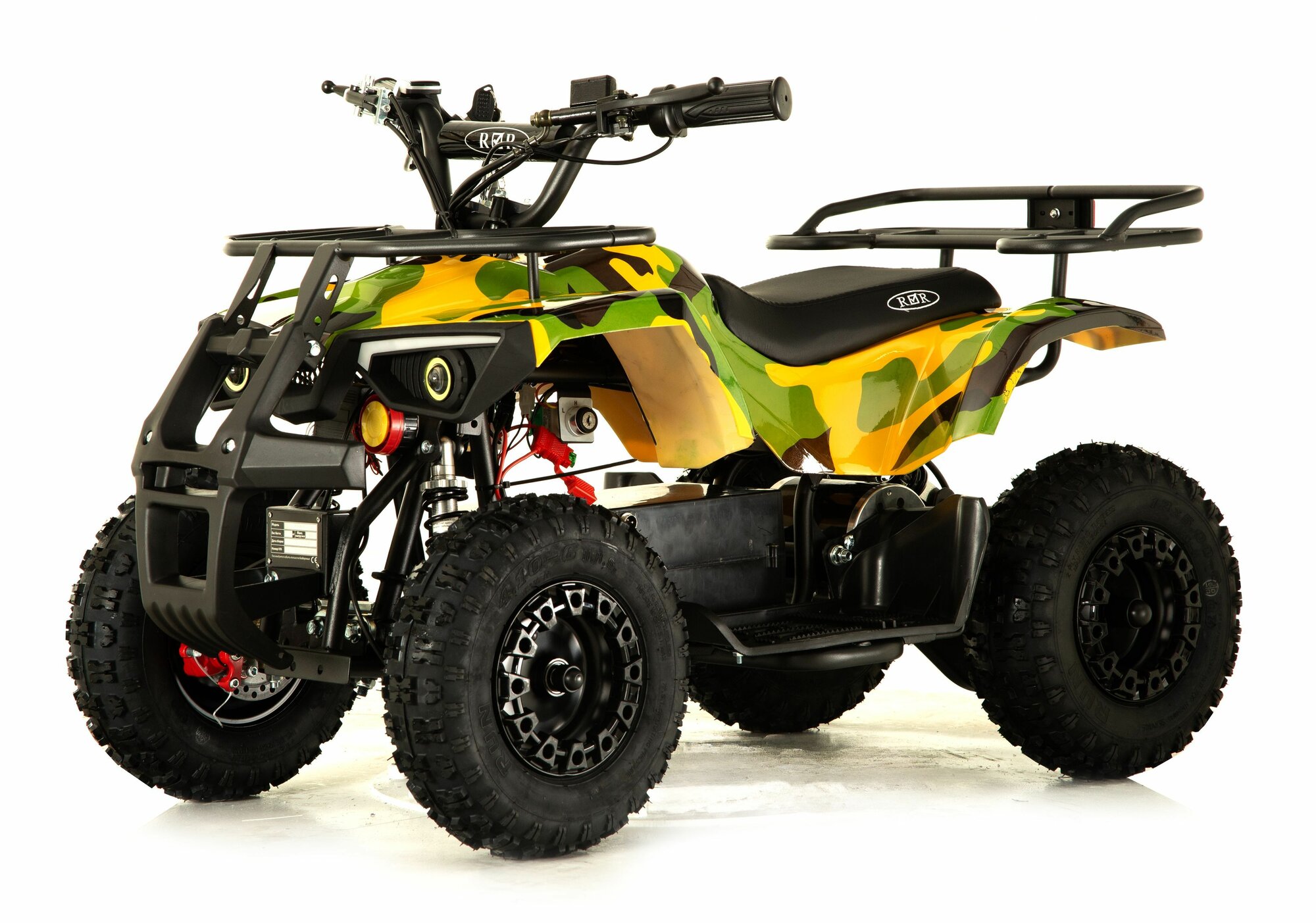 KidsRace Детский электроквадроцикл RiverToys TIKI одноместный желтый камуфляж