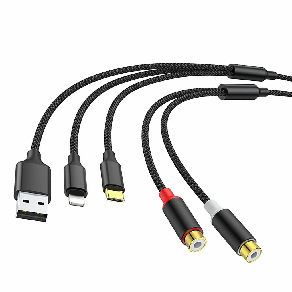 Apple Type C на двойной RCA (женский) аудиокабель - черный USB