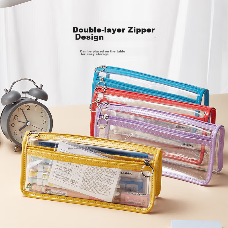 [Самая низкая цена онлайн] SAKURA прозрачный экзамен карандаш корпус, простой дизайн для мужчин и женщин студентов,