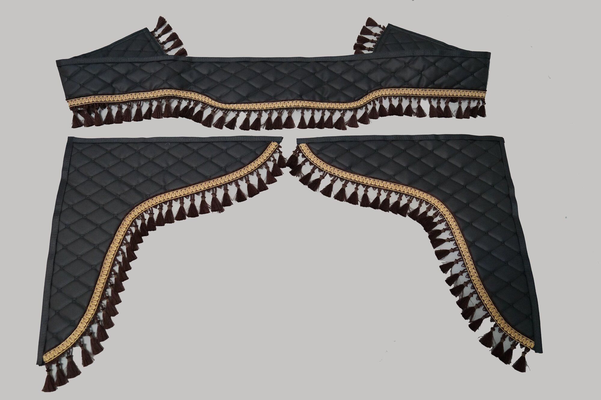 Ламбрекены (1.8м) для автомобилей ГН. Чёрная экокожа