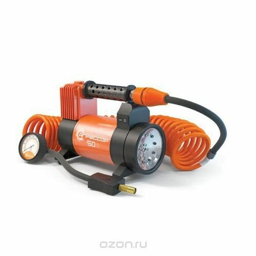 Компрессор автомобильный Агрессор AGR-50L со встроенным фонарем, металлический, производительность 50 л/мин, 12В, 280Вт Агрессор AGR50L