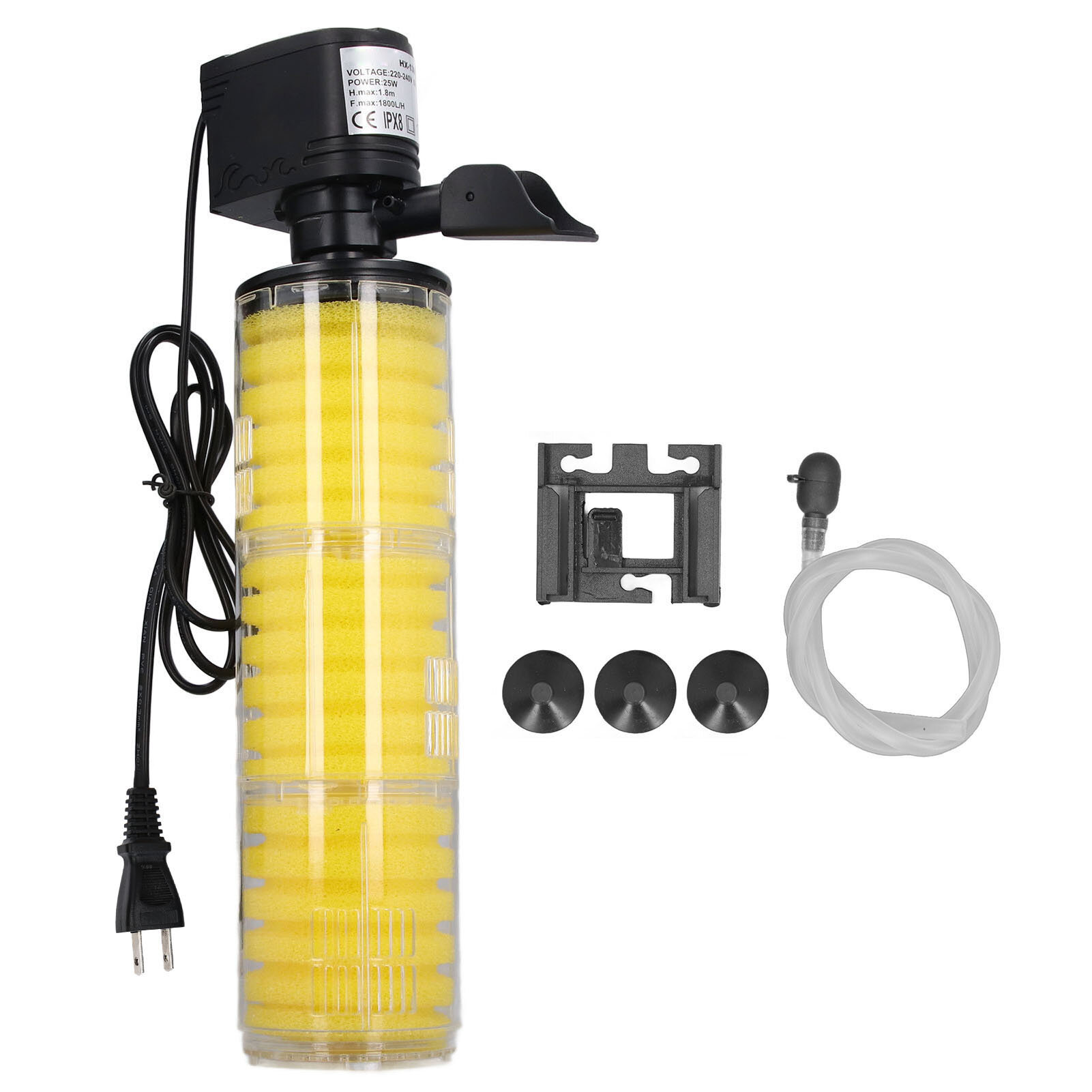 Погружной аквариумный фильтр 25 Вт, внутренний, производительностью 1800 л/ч, 3 ступени, губчатый, с водяным насосом, для аквариума с длиной аквариума 100 см, вилка стандарта США, 110 В.