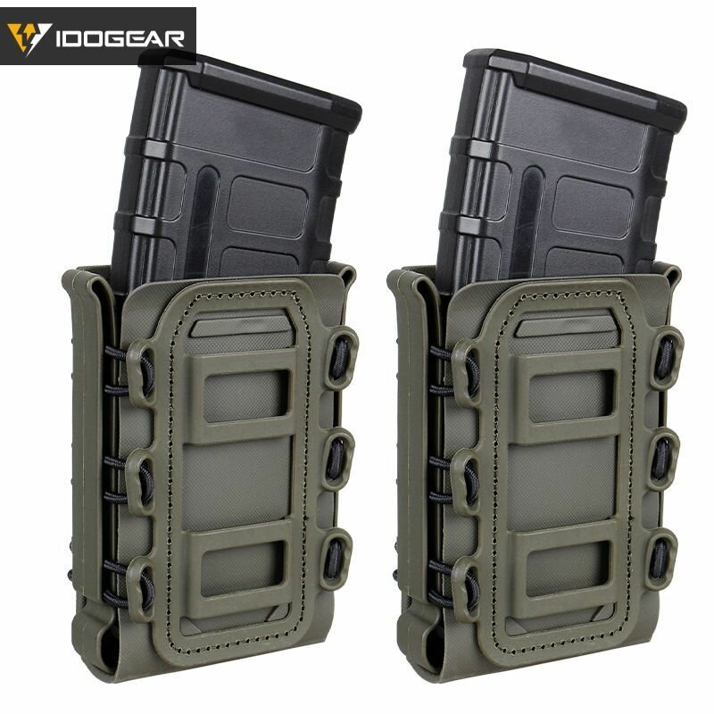 Подсумок IDOGEAR быстрого заряжания 5.56mm 7.62mm Тактические подсумки для магазинов Держатель магнитных лент Molle 2pcs 3516
