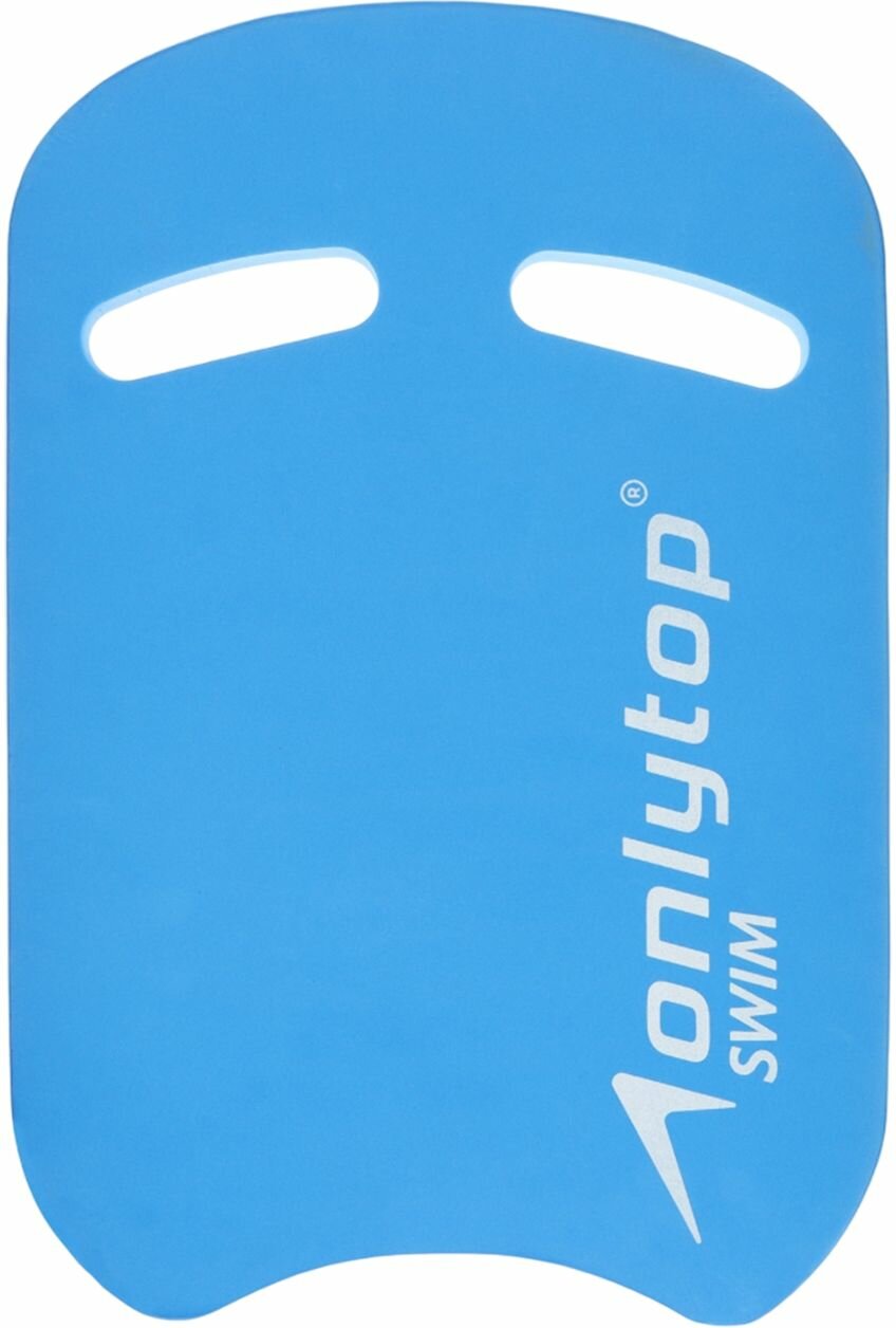 Доска EVA ONLYTOP для улучшение техники плавания, колобашка тренировочная для бассейна и аквааэробики, спортивный тренажер для взрослых и детей, 44х28х3.3 см, цвет голубой
