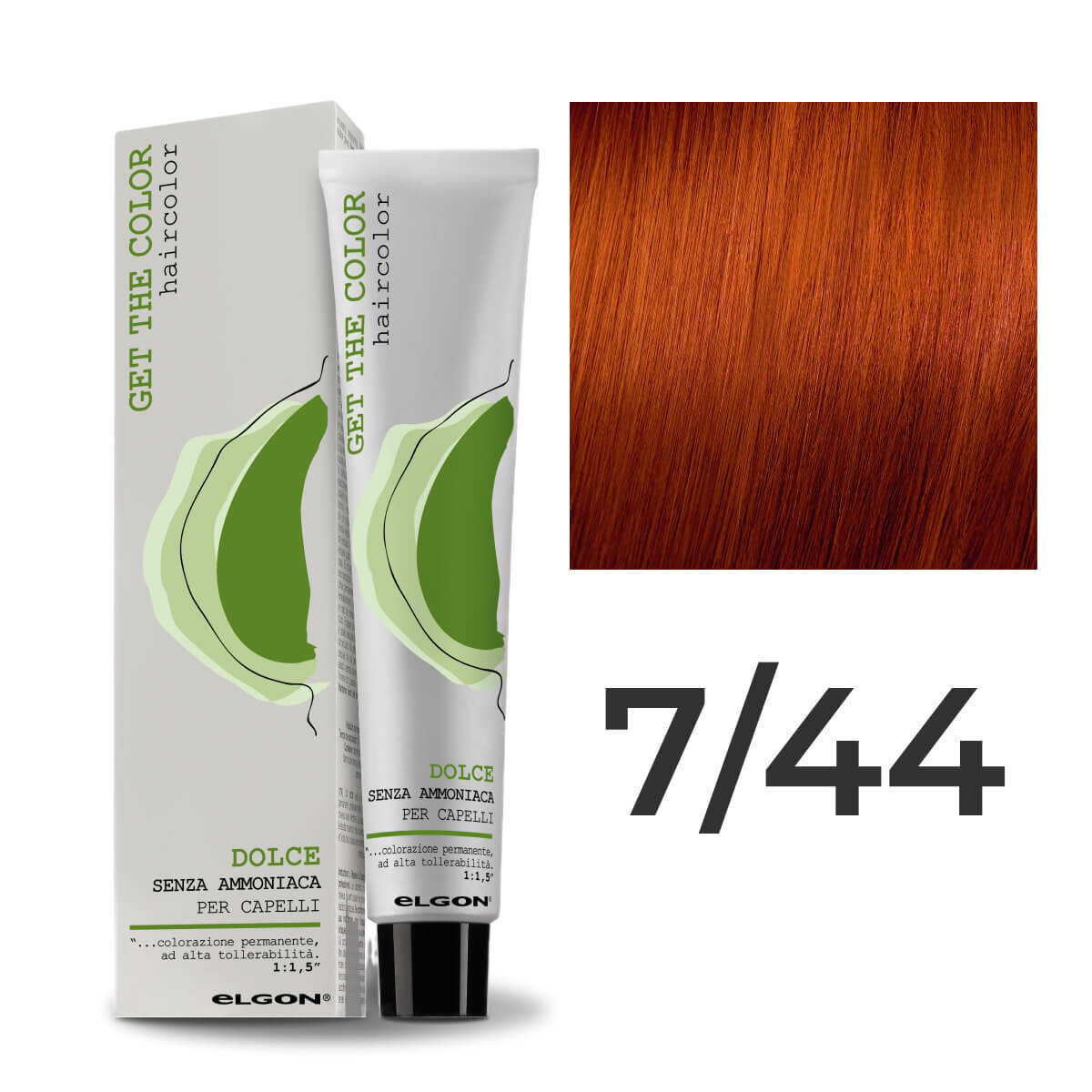 Крем - краска для волос профессиональная Elgon Get the Color Dolce 7/44 Русый Насыщенный медный 100 мл