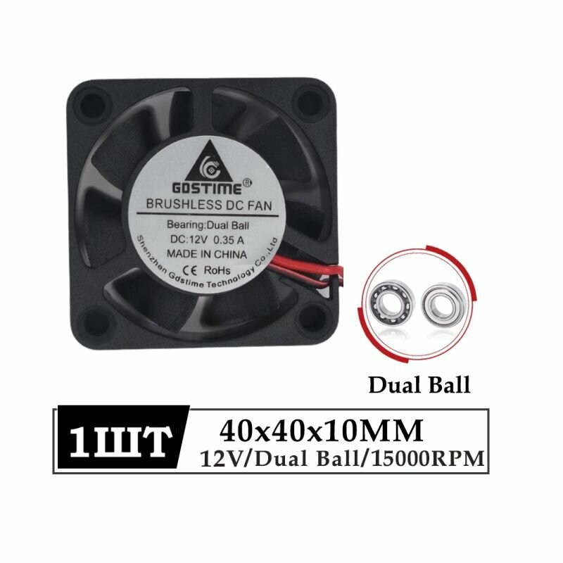 Вентилятор 4010, 12V, 15000RPM, GDSTIME осевой(axial) с шарикоподшипниками (Dual Ball)
