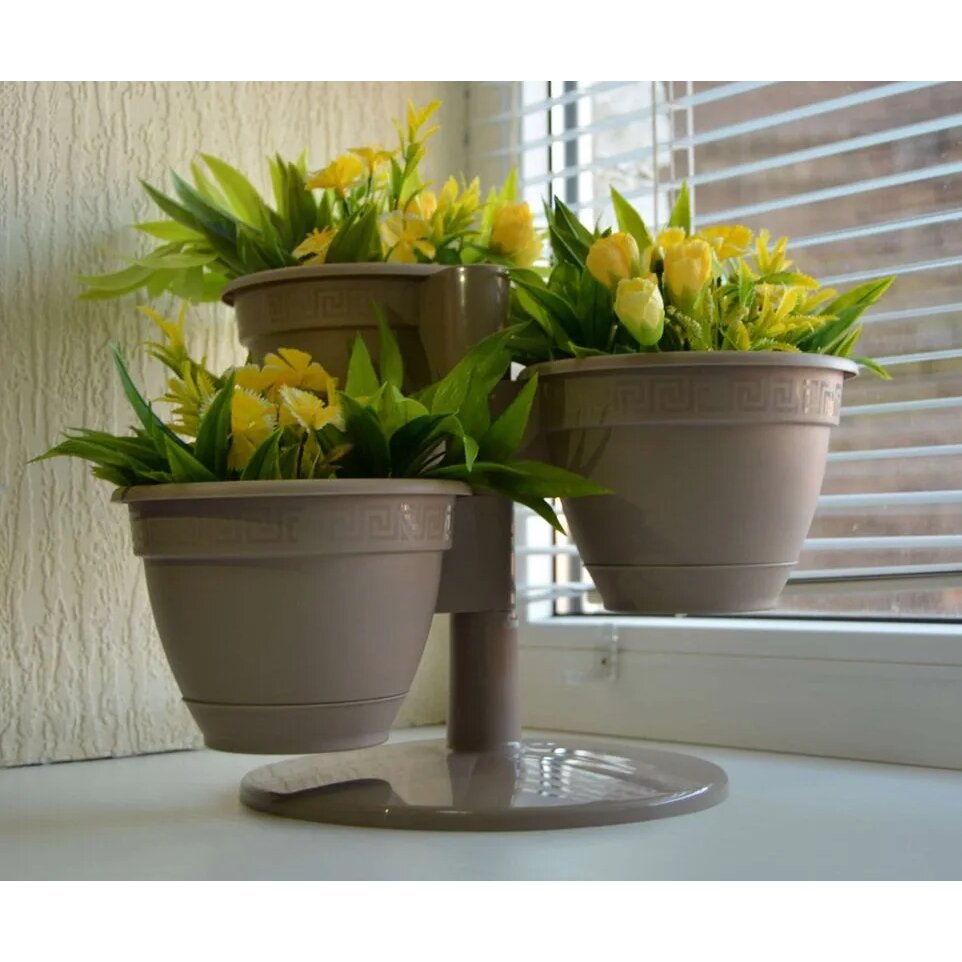 Цветочный каскад 5plast "Антик" 3 горшка, 0,9 л, диаметр 14,5 см, цвет Фраппе