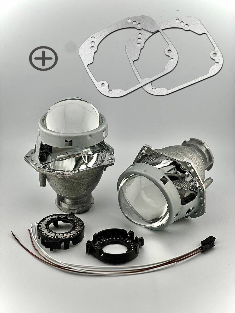 Би-Ксенон линзы тип HELLA 3R для Mazda CX-9 2016-2021 (линзы+рамки) ближнего и дальнего света в автомобильные фары / Би ксеноновые модули комплект 2шт