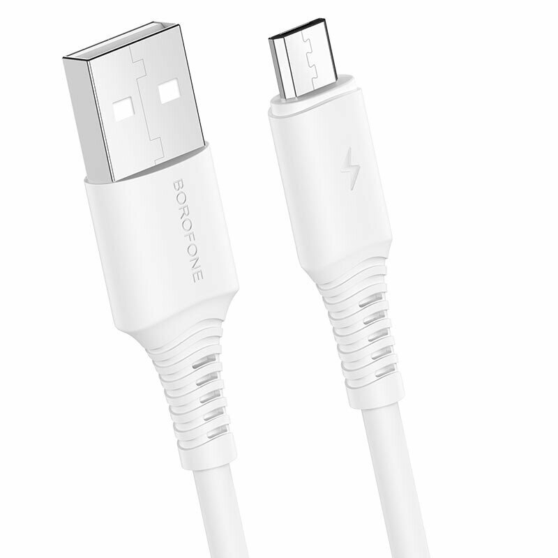 Кабель USB2.0 micro-USB Borofone BX47 Silicone White, белый - 1 метр