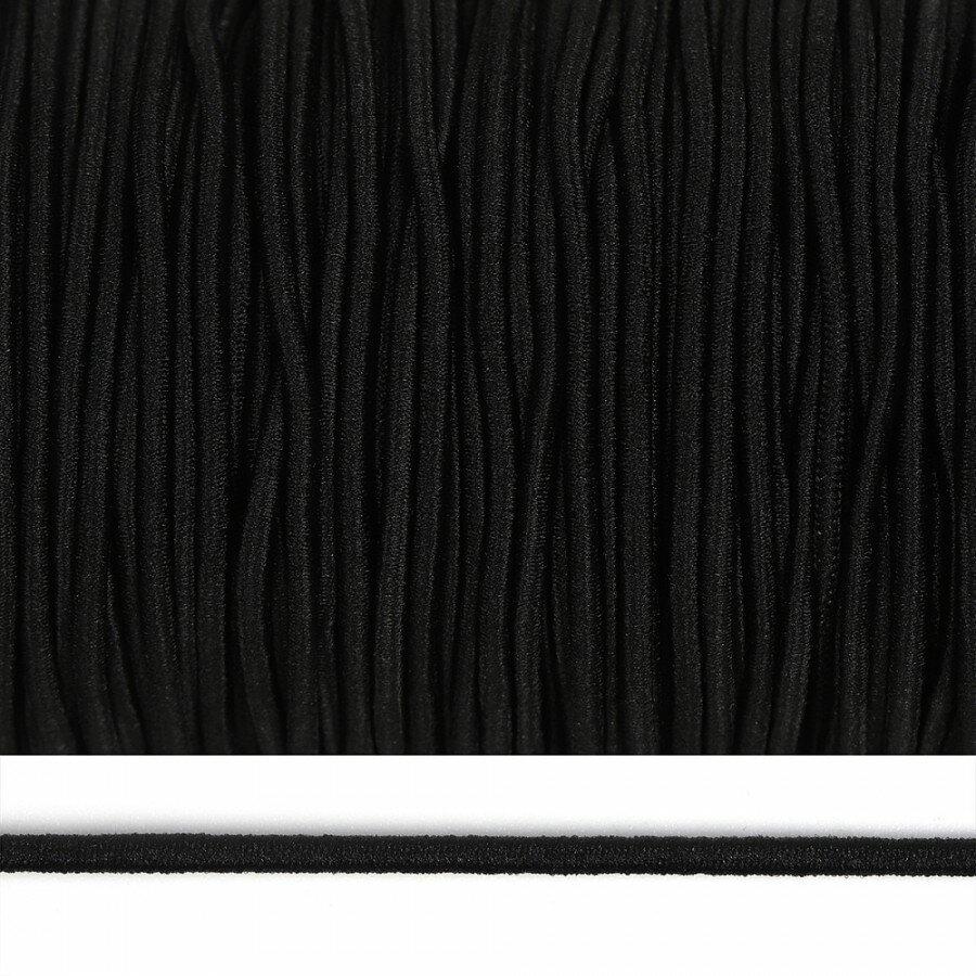 Резинка TBY шляпная (шнур круглый) цв. F322 черный 2мм боб.100м