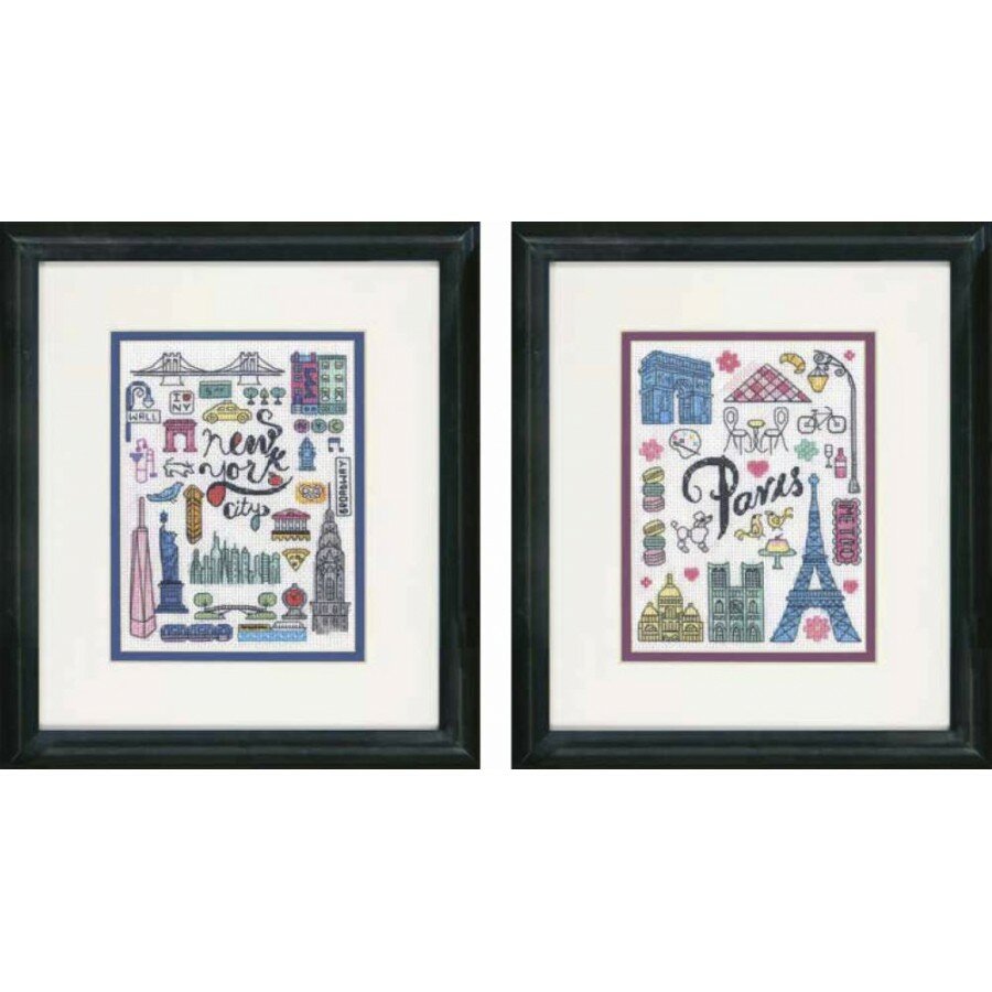 Набор для вышивания DIMENSIONS DMS-70-35407 Нью-Йорк и Париж 2шт 13х18 см