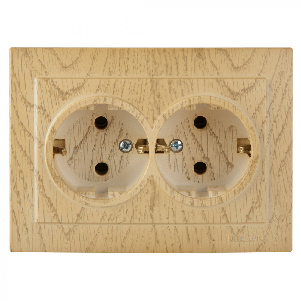 Розетка Nilson Touran wood 2СП, цвет клен, 24281025