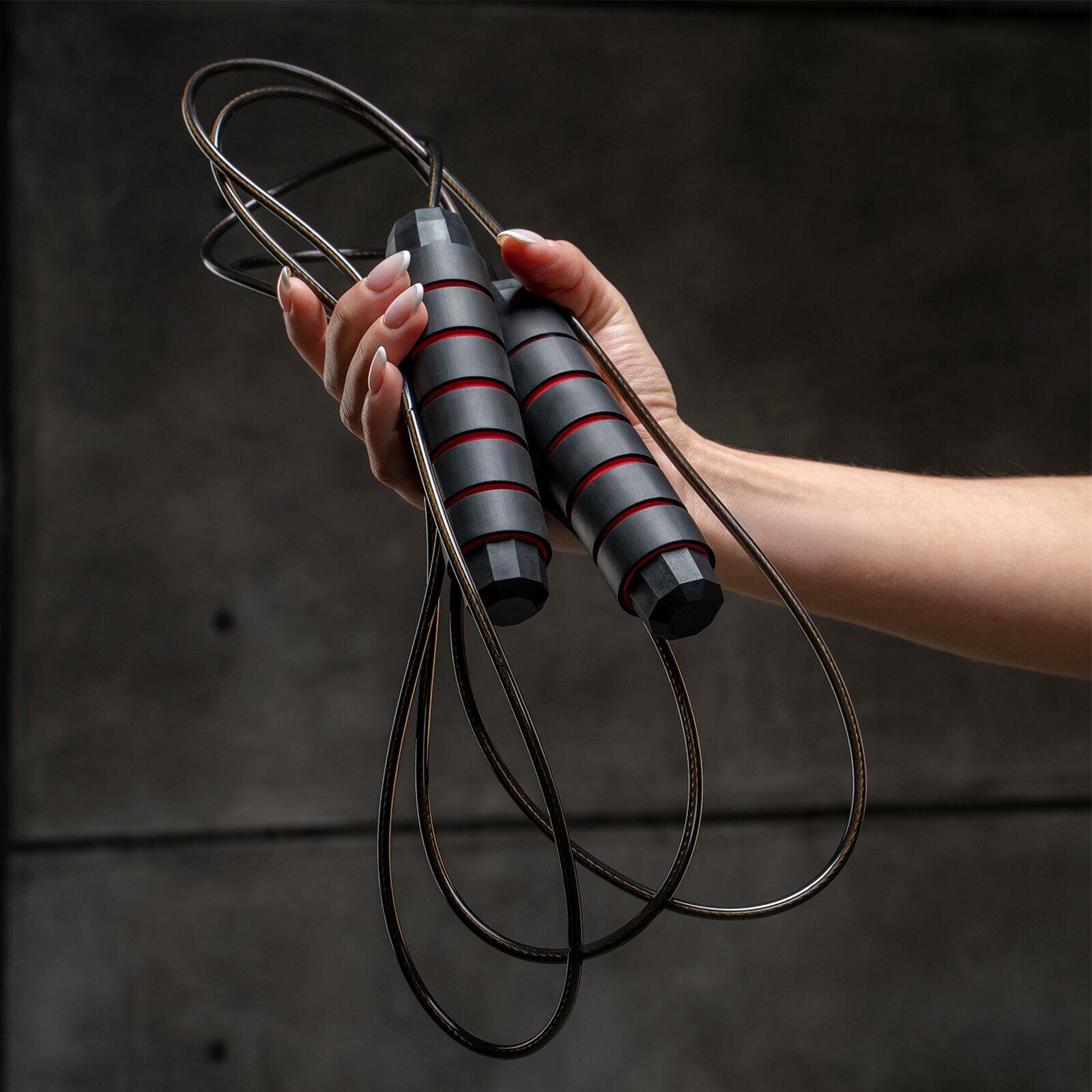 Скакалка скоростная ONLYTOP, 2,8 м, с подшипником, цвет чёрный/красный, 9402556