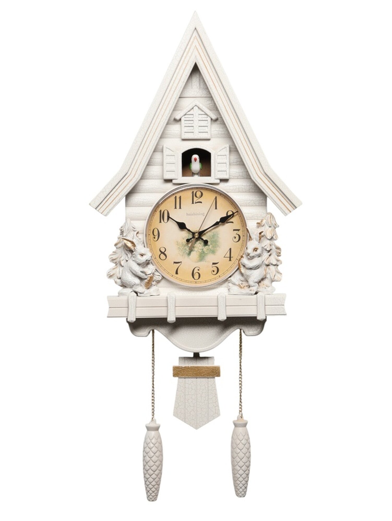 Часы настенные интерьерные большие с кукушкой «Зайчики», плавный ход, 62×32 см