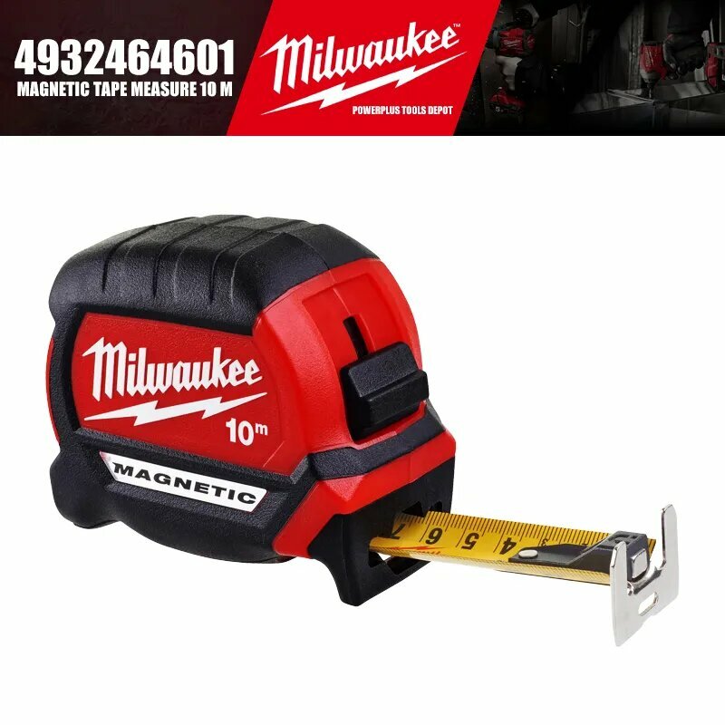 Магнитная лента Milwaukee, пластик, длина 10 м, 5, 8, 10м, черная, красная