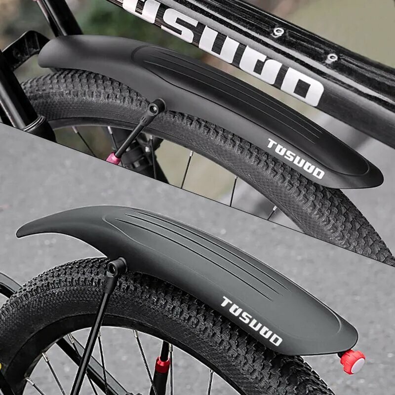 KNOW EASY-Комплект велосипедных крыльев, материал ПП, расширенный дизайн, свободно регулируемая длина, с задним фонарем, подходит для велосипедов 22-29 дюймов, черный