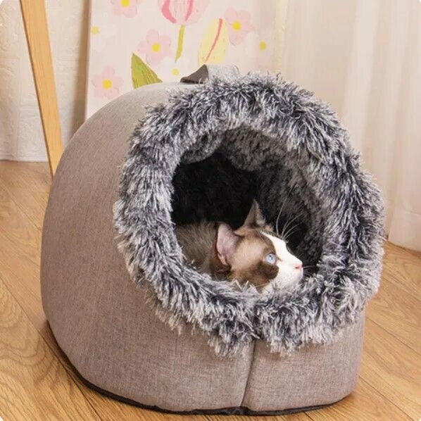 Домик для домашних животных, кровать для домашних кошек, полузакрытая конура, собачья кровать, 40*30*28CM, Серый