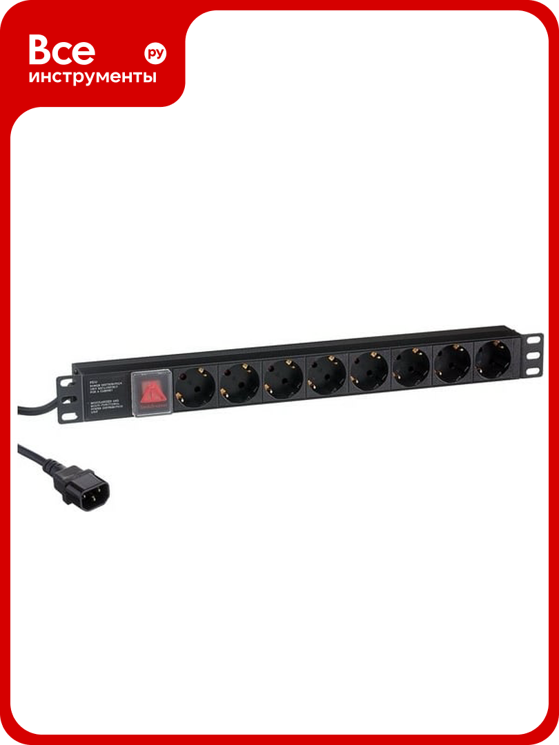 Блок розеток ExeGate ServerPro PDU-19H806 Al-8S-C14-3CU-SW 19 1U алюминий 8Schuko кабель с C14 3м