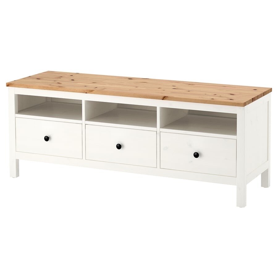 Тумба под ТВ Хемнэс Hemnes/ Кымор, 148х47х57 см, белый / светло-коричневый