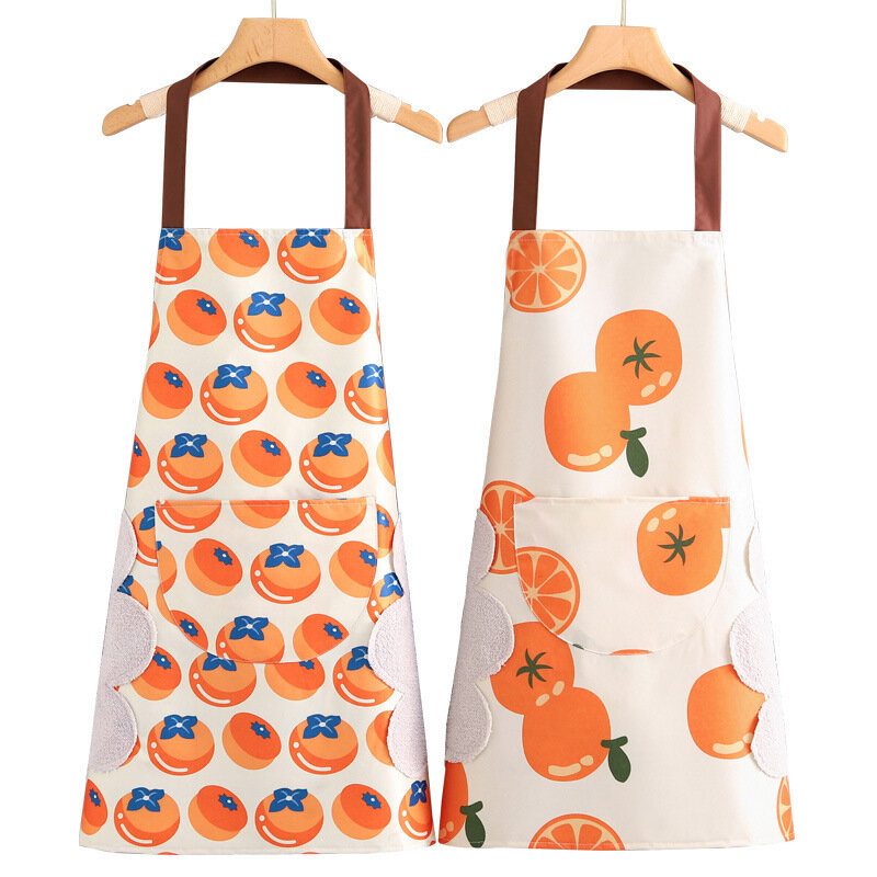 Креативный водонепроницаемый фартук для мужчин и женщин. Милые фартуки с рисунком фруктов из мультфильмов, карманом и петлей для полотенца. Легкие маслостойкие кухонные фартуки для приготовления пищи, уборки или повседневного использования.