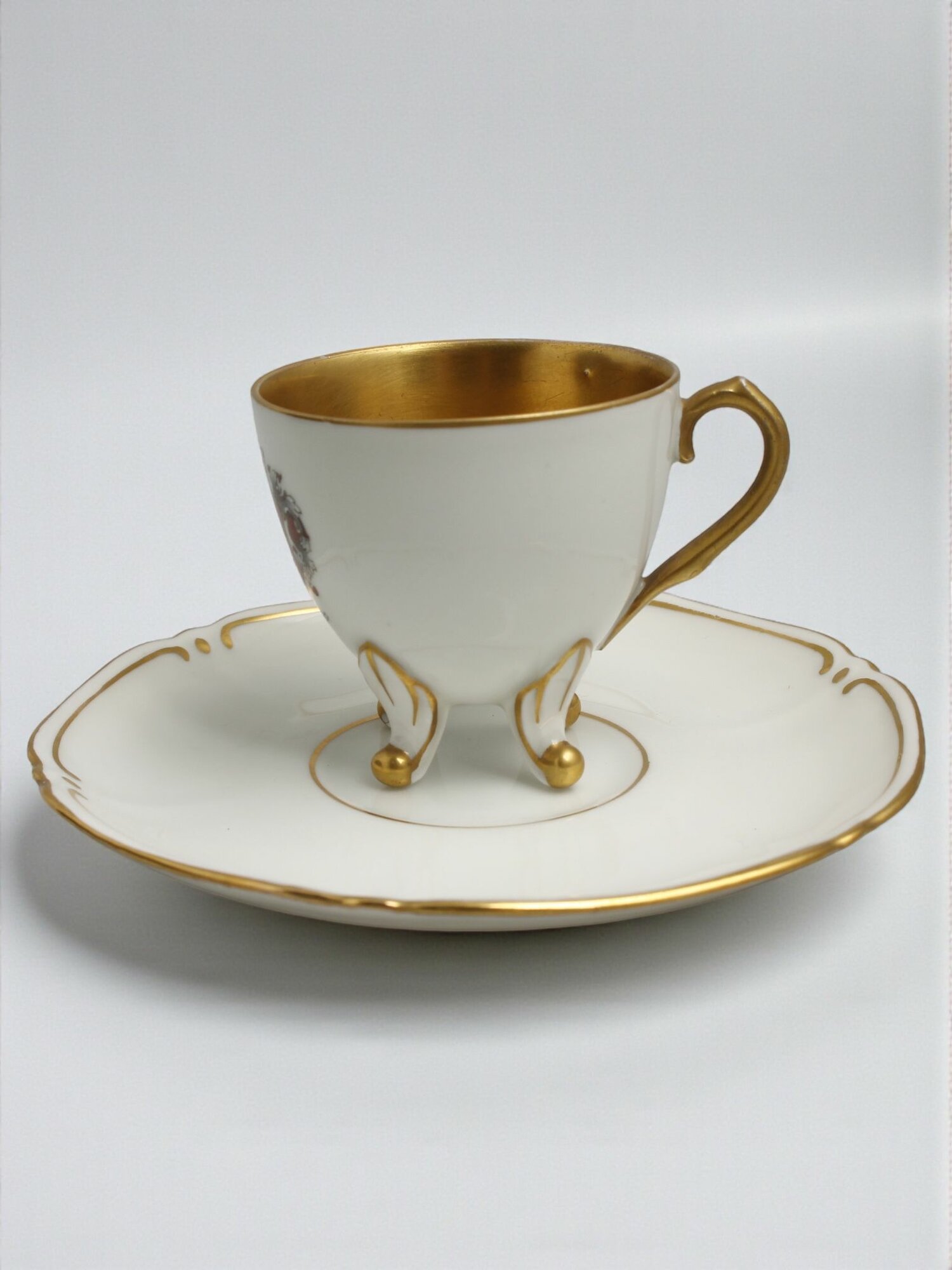 Антикварная кофейная пара Thomas Bavaria, фарфор, деколь, живопись, Европа, 1960-е г.