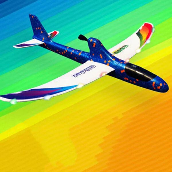 Самолёт-планер из пеноматериала с LED-подсветкой, ручной запуск, USB-зарядка, для детей от
