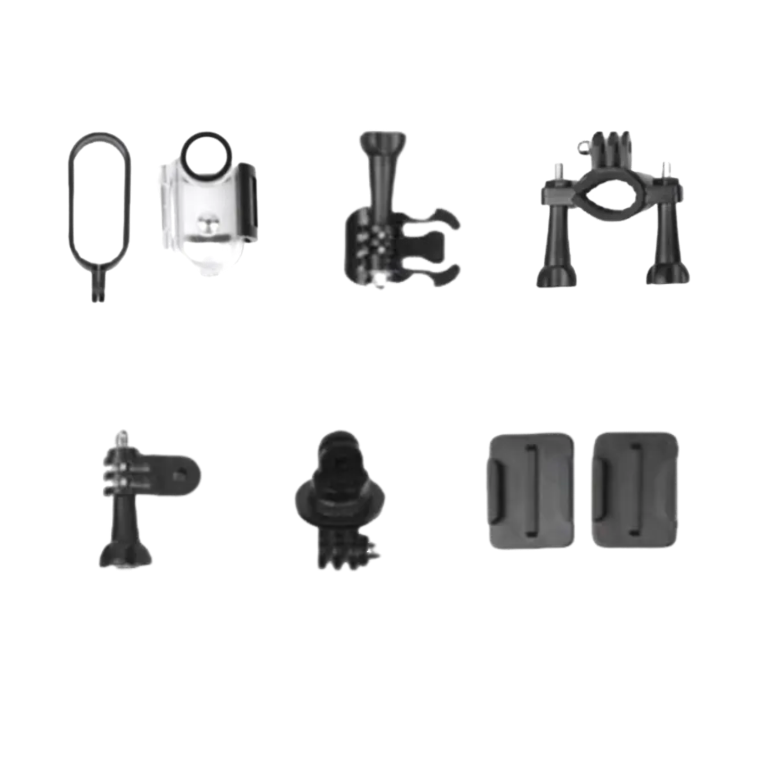 Набор аксессуаров H88 Боковая скоба 360° Адаптер Основание Шлемная скоба Рамка Водонепроницаемый чехол Велосипедная опора, 1 боковая скоба, 1 адаптер 360°, 2 основания, 1 шлемная скоба, 1 рама, 1 водонепроницаемый чехол, 1 велосипедная опора, 1