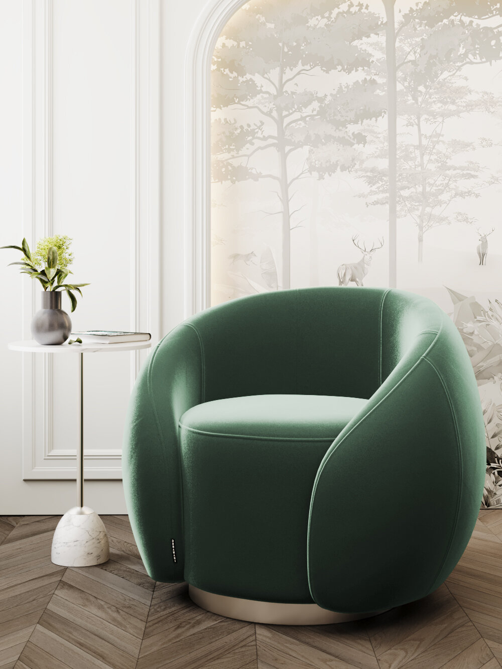 Кресло мягкое в современном стиле ROTONDO на поворотном основании 360