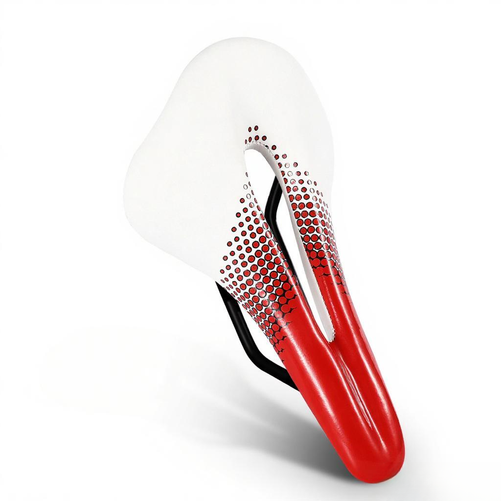 Седло для велосипеда Mountain Bike Road Bike Материал PU Цвета белый, красный-белый, черный, черный-красный, черный-синий, серебристый-черный, синий-белый Размер 250*145мм Вес 240г Для дорожных велосипедов Пакет вес 245г Пакет размер 250*145*50мм 1шт