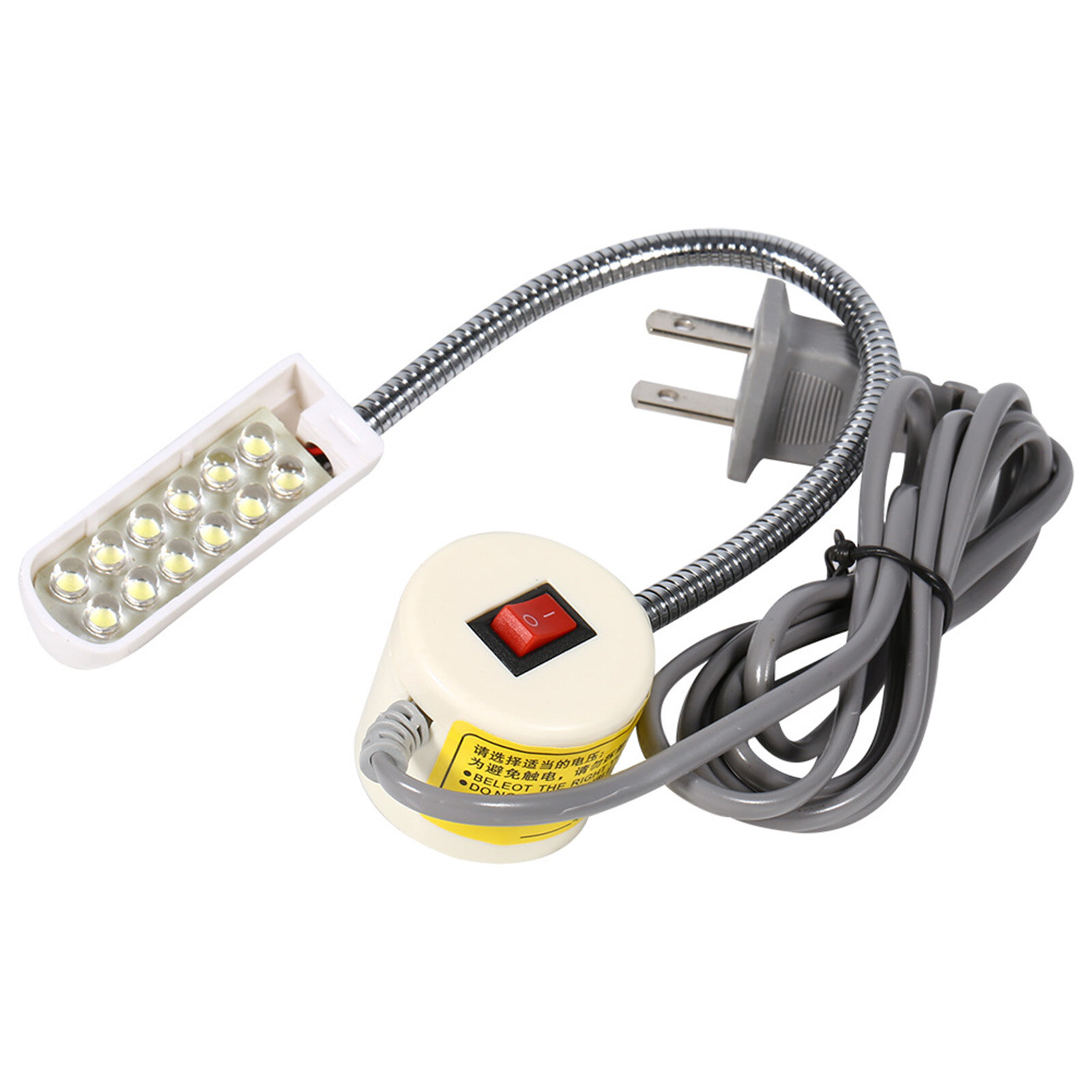Светильник для швейной машины, 12 светодиодов, лампа на гибкой шее, переключатель с магнитным основанием, гибкий монтаж, переменный ток 220-