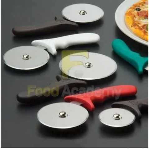 Нож-ролик для пиццы из нержавеющей стали, диаметр 10 см, с черной пластиковой ручкой