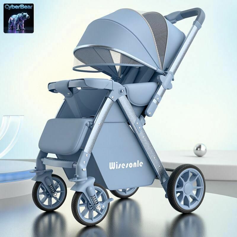 Универсальная коляска 2 в 1 с большими колесами и двойной защитой для новорожденных, легкий механизм складывания, 5 уровней наклона, идеальна прогулок с малышом!