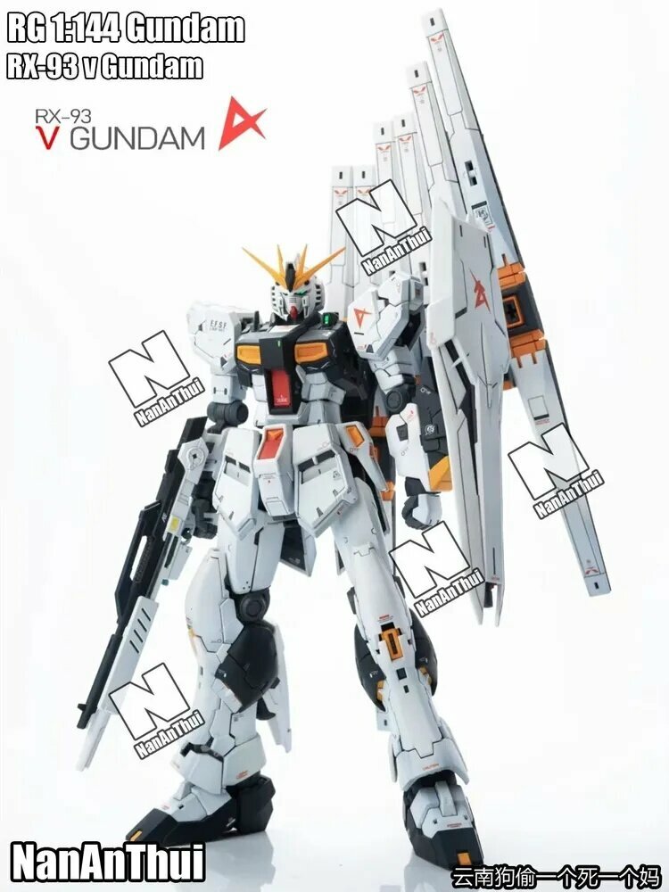 Сборная Игрушечная фигурка модель RG 1:144 RX-93 v Gundam, Высококачественная модель, Поставляется с бесплатными наклейками и кронштейнами