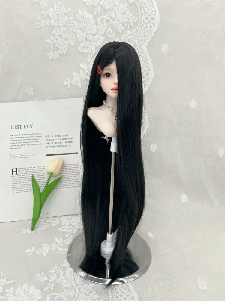 Кукольный парик, подходит для куклы BJD 1/4, размер головы 18-19.5 см, Чёрный