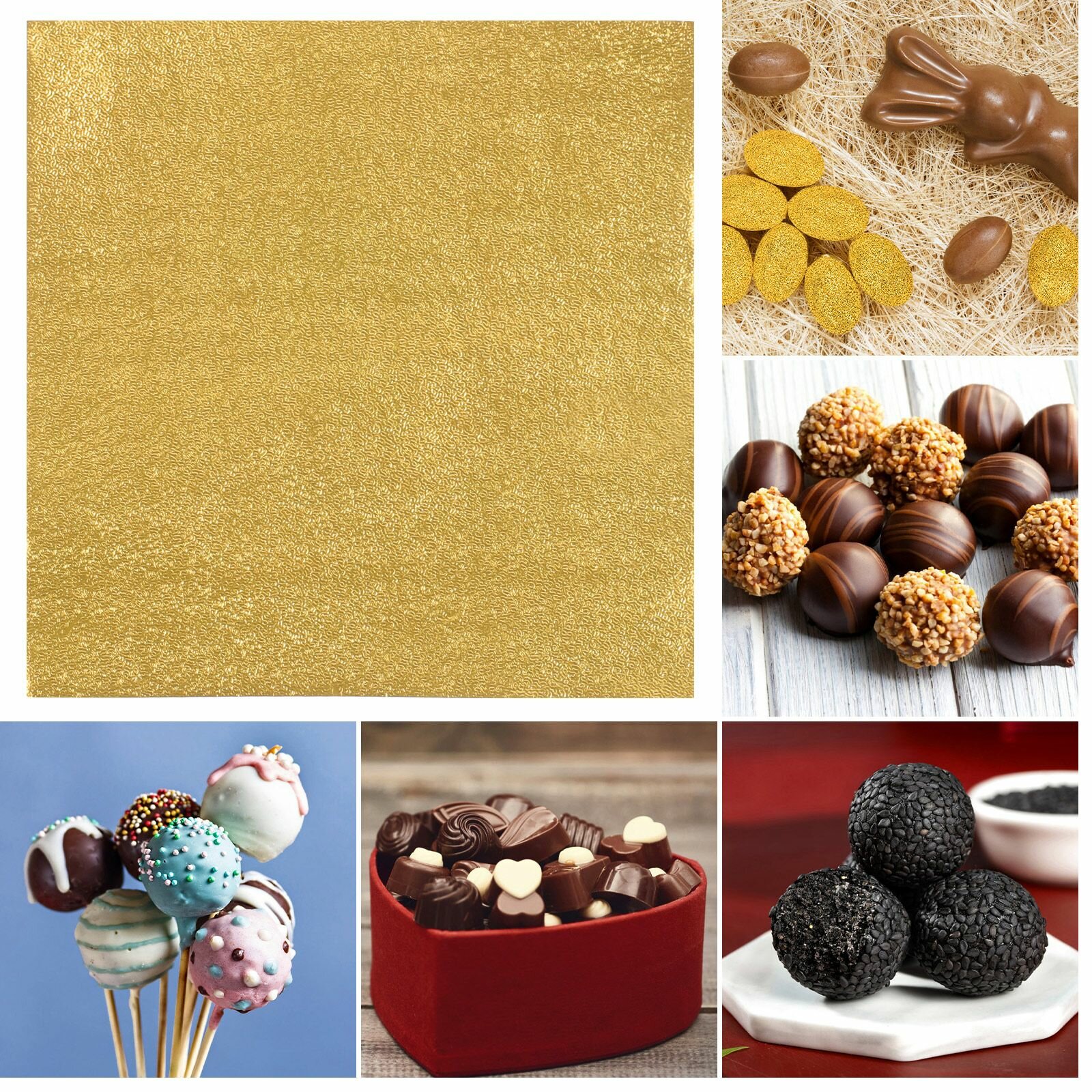 Фольгированная упаковочная бумага для подарков, золотая алюминиевая фольга 10x10 см для конфет, шоколада, рукоделия и праздничной упаковки