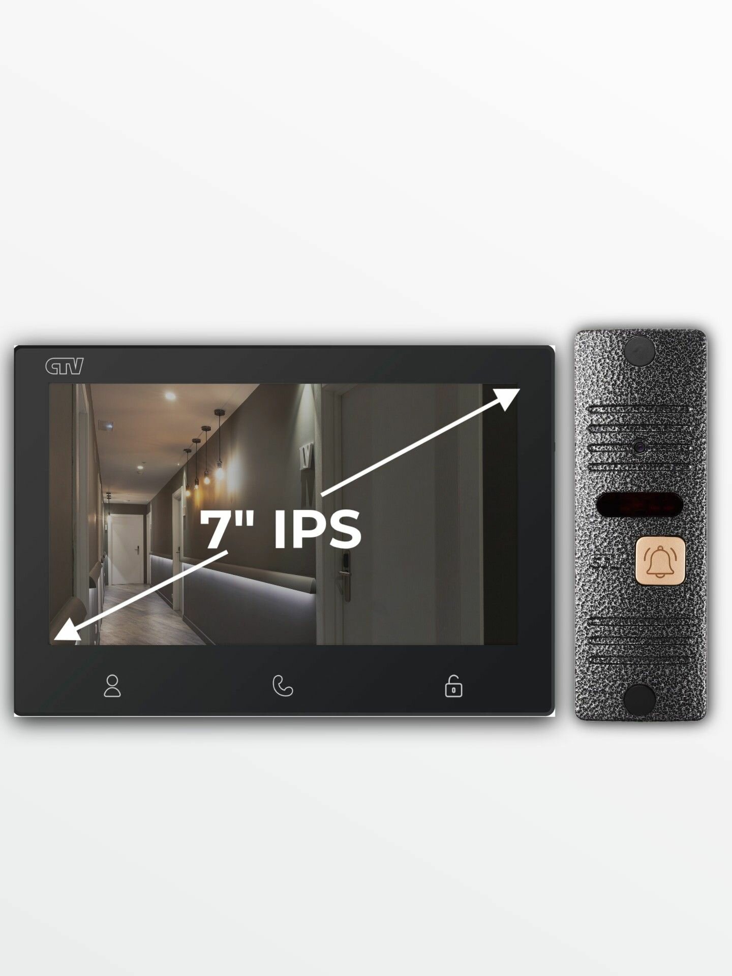 Комплект видеодомофон для квартиры: аналоговый монитор 7" CTV-M3712 Astra + вызывная панель CTV-D10 Plus, для дома или офиса, удаленное открытие замка, подключение к подъездному домофону