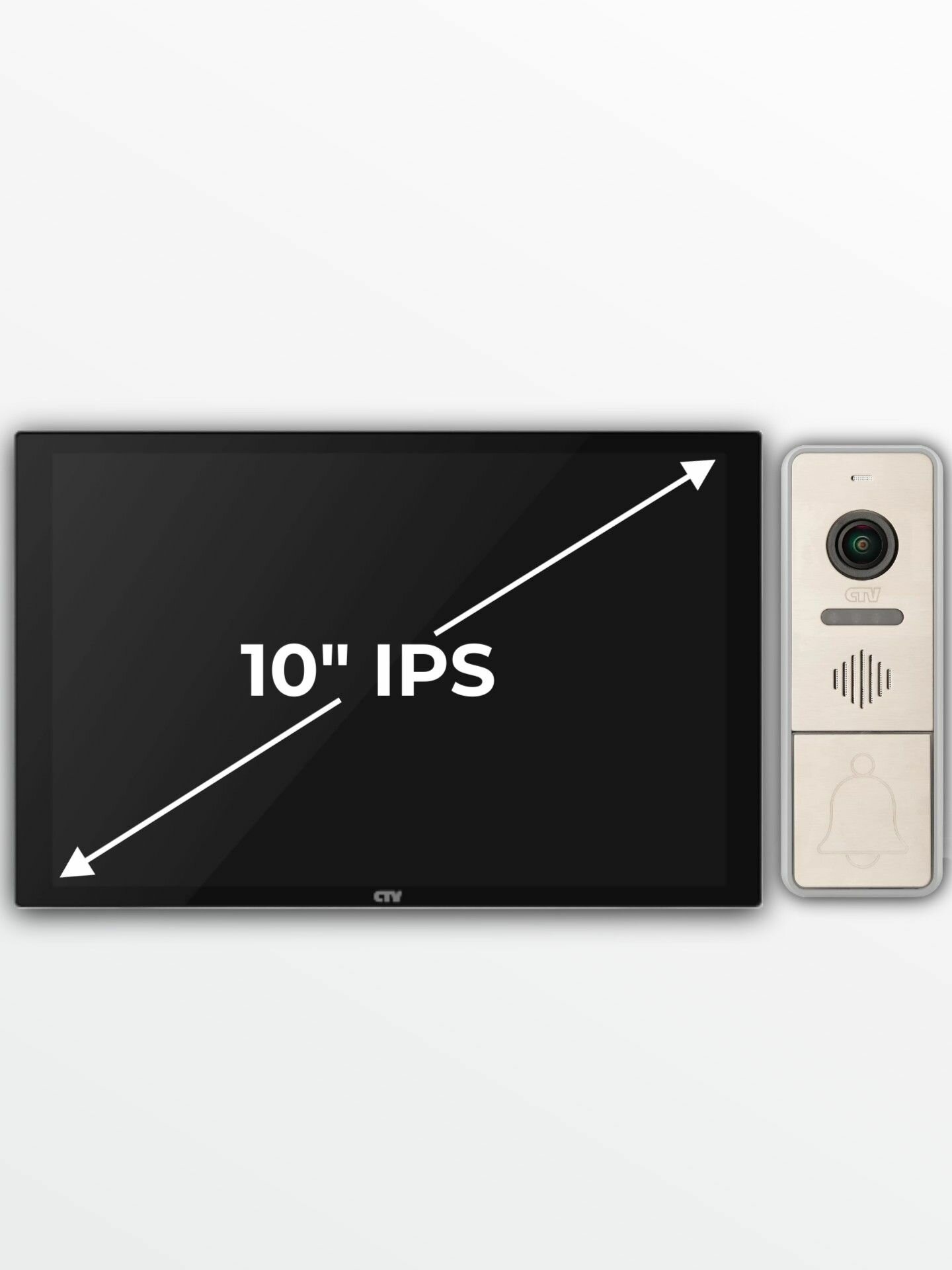 Комплект WiFi видеодомофон для квартиры: монитор 10" CTV-M5121 Q (B) + вызывная панель CTV-D4004FHD (S), для дома, офиса, Ai-детекция, функция видеорегистратор, подключение к подъездному домофону