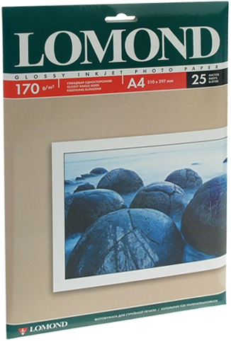 Фотобумага Lomond 0102143, Одностороняя Глянцевая, 170 г/м2 A4/25л. для струйной печати