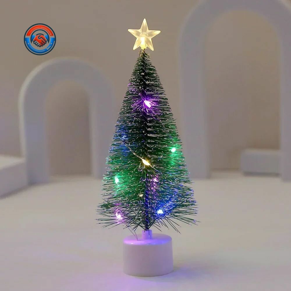 Светящаяся мини-рождественская елка, новогодняя декоративная подставка с подсветкой для дома и офиса, уютное праздничное украшение