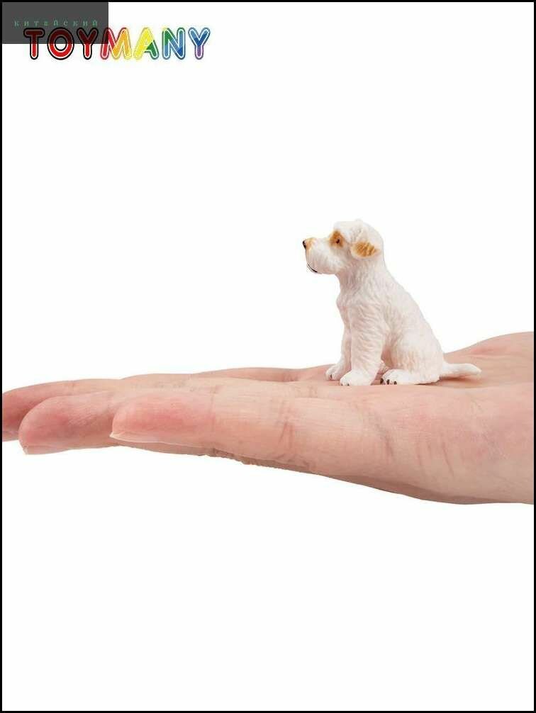Фигурка сидящего щенка белого шнауцера Toymany 1,5x3,9x3,6 см