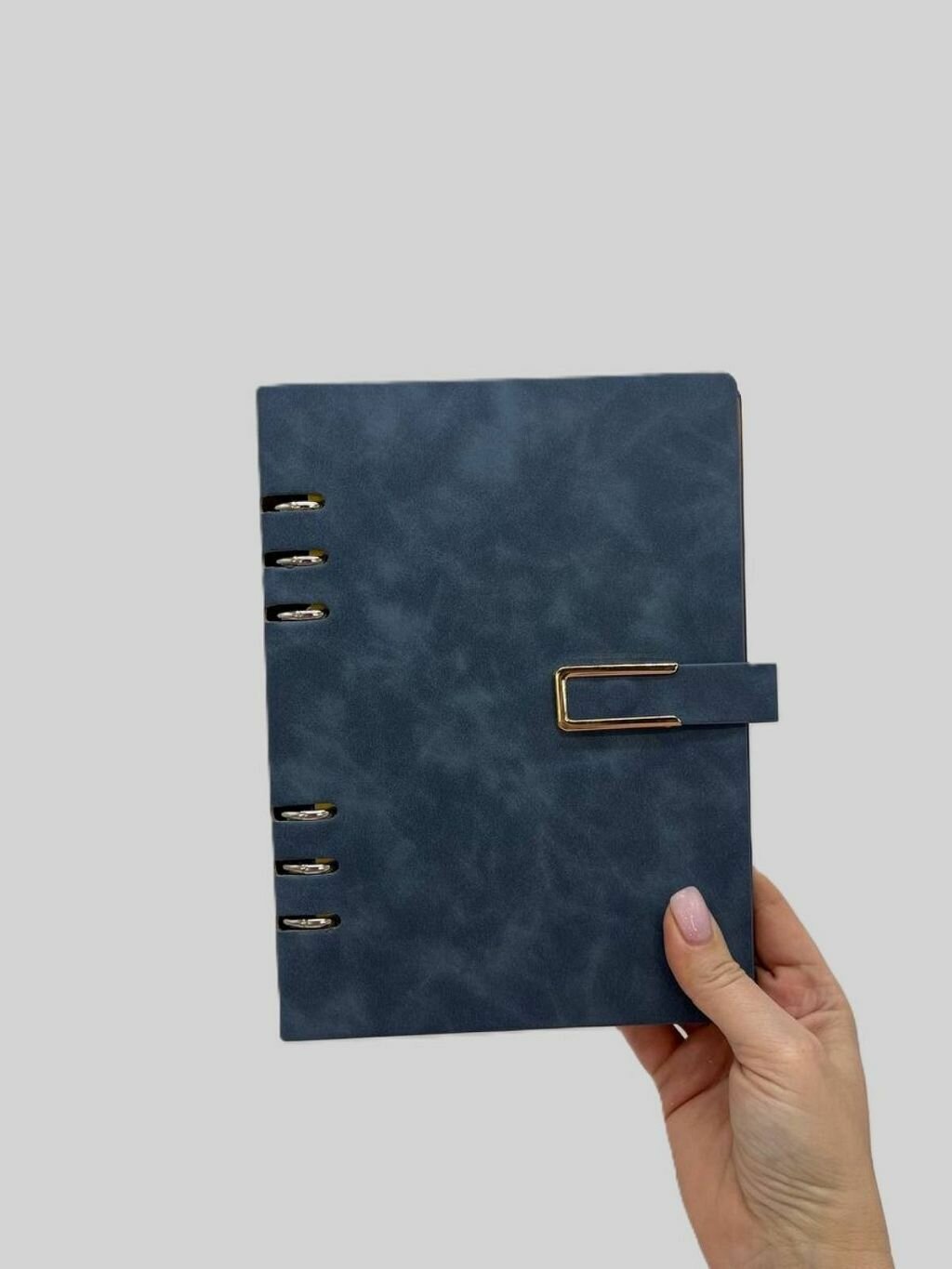 Блокнот-органайзер А5 на кольцах 96 л. на магните в линейку синий джинс(5919-6-xd07)