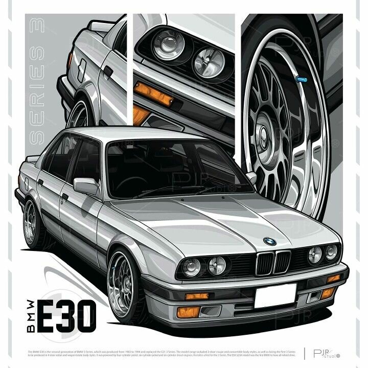 Алмазная живопись "BMW E30 M3", 5D, круглая, 40x50 см. Brose Art