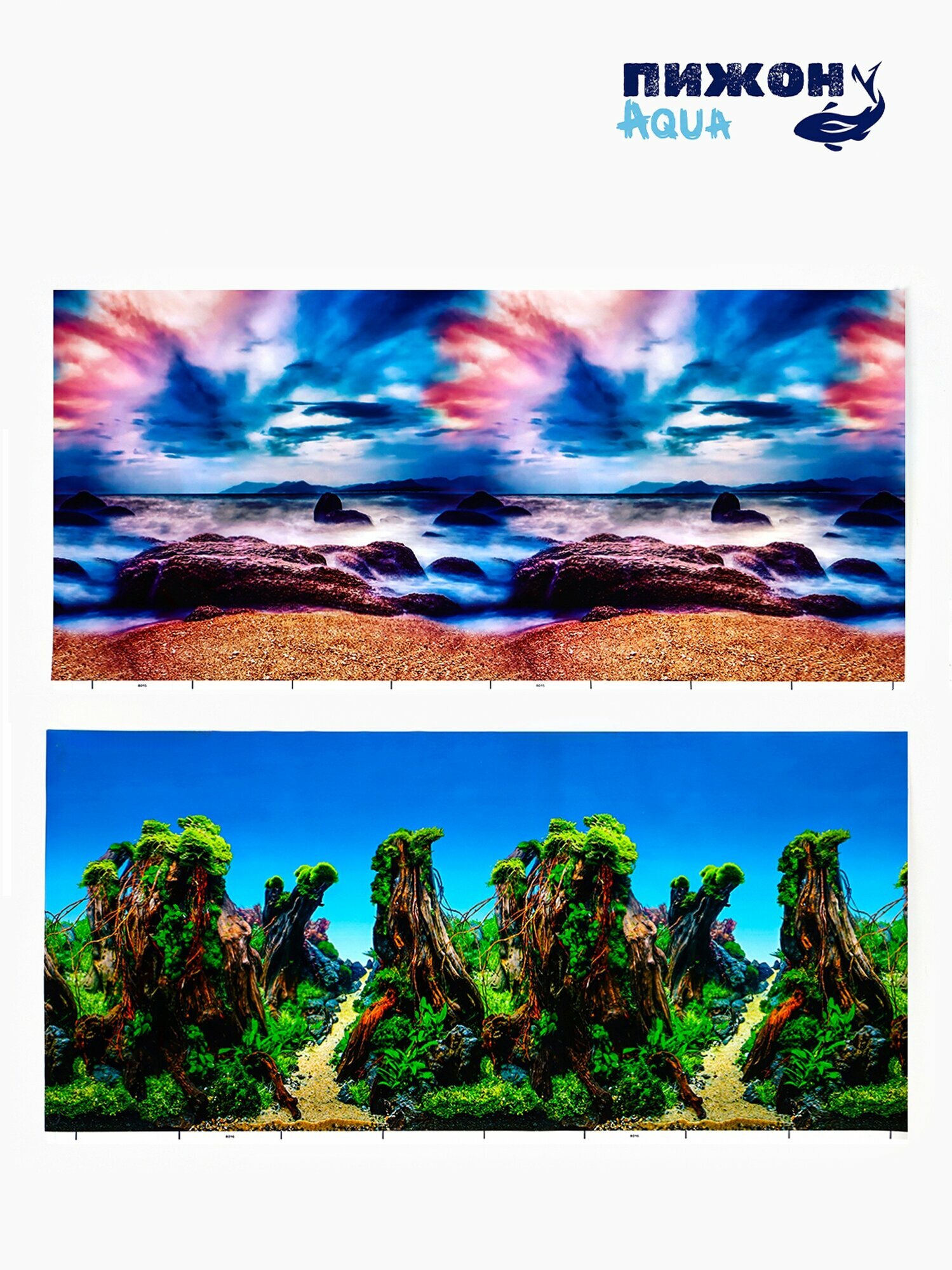 Фон Пижон Aqua, ПВХ, двухсторонний, для аквариума, террариума, 40 см x 75 см
