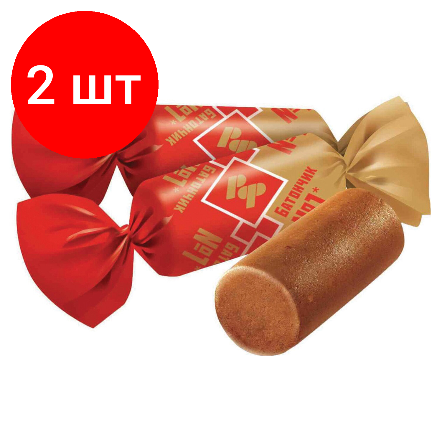 Комплект 2 шт, Конфеты шоколадные РОТ фронт "Батончики", пралине с дробленными вафлями, 1 кг, пакет, РФ14462