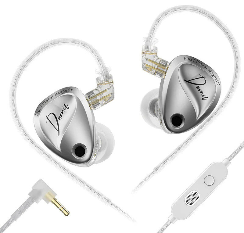 KZ Duonic No Switches с микрофоном 3.5 мм, серебристый, проводные наушники