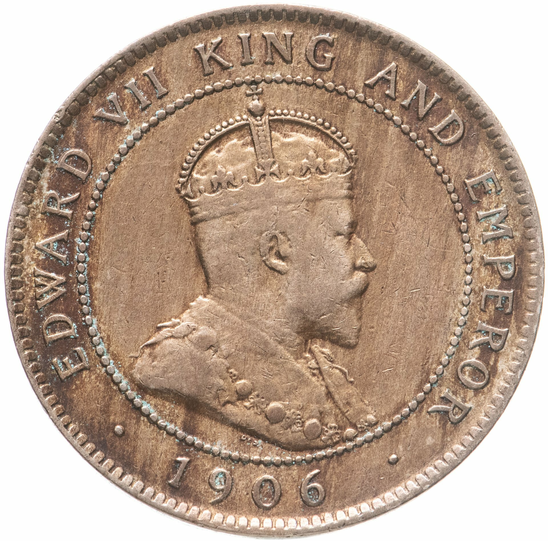 Ямайка 1 пенни penny 1906, Мельхиор медь-никель, в сохранности VF-XF