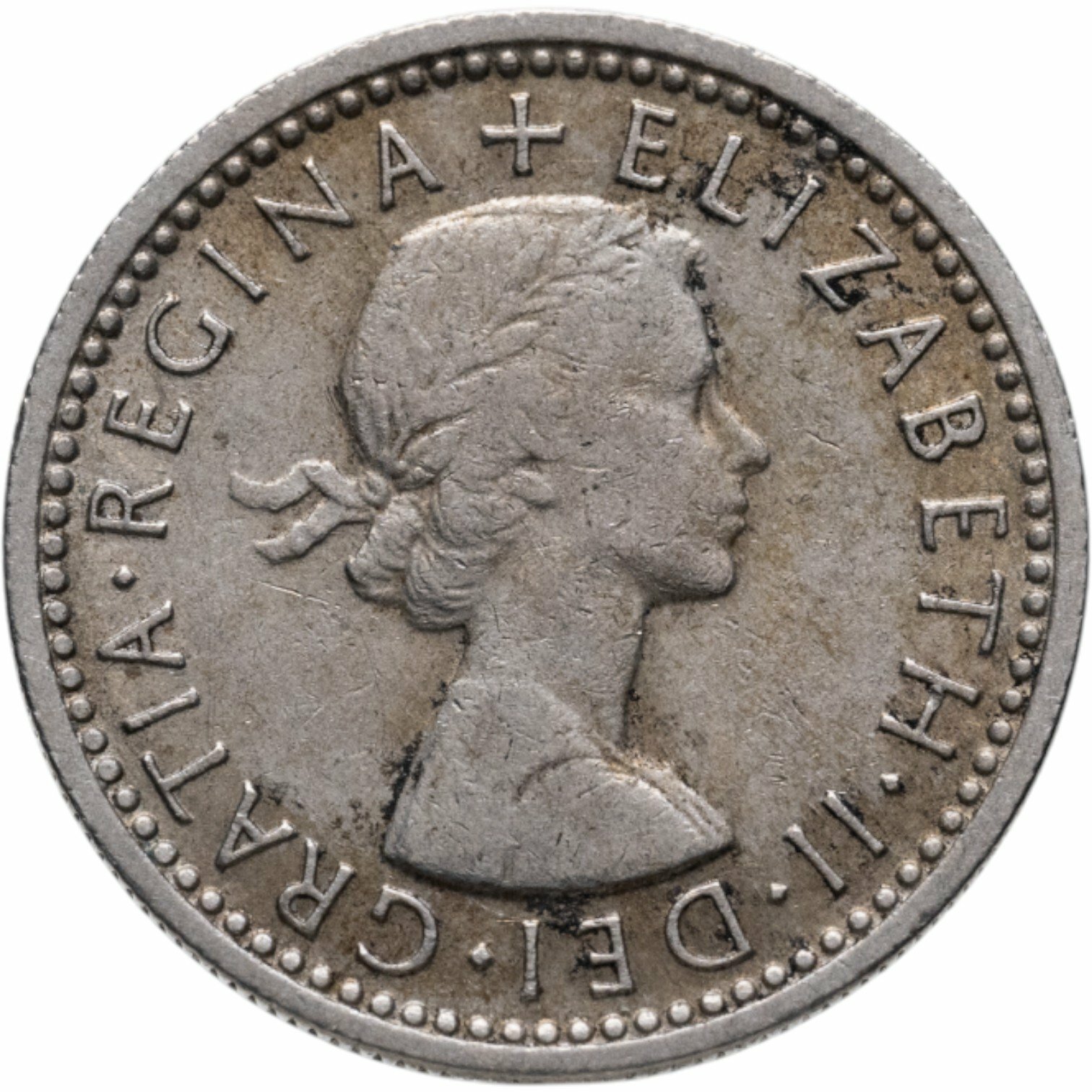 Великобритания 6 пенсов 1964, Мельхиор медь-никель, в сохранности VF