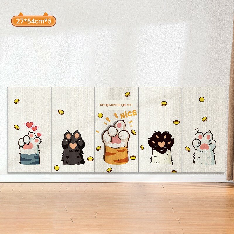 Cat Paw Стиль Набор из 5 Самоклеящихся Наклеек для Стен для Котов - 27см x 54см Каждая, Нескользящая Поверхность